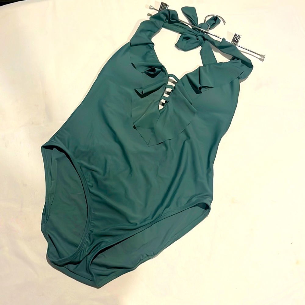 Olive Green One Piece Bathing Suit - Gem Olive Green One Piece Bathing Suit - Gem